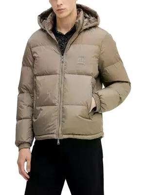 Armani Exchange Hooded Puffer Jacket Neutrals