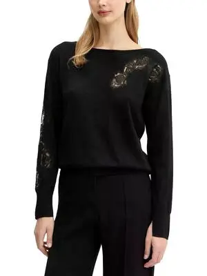 BLUGIRL Lace Floral Sweater - Black