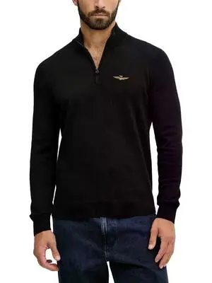 AERONAUTICA MILITARE Half-zip Pullover Sweater - Black