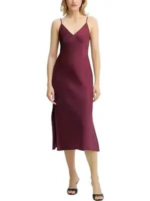 Armani Exchange V-neck Slip Midi Dress - Red