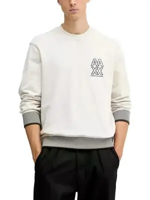 Armani Exchange Logo-embroidered Striped Sweatshirt - Grey