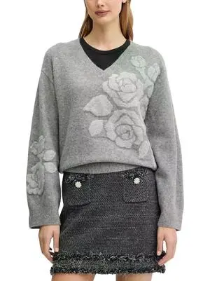 BLUGIRL Floral V-neck Sweater - Grey