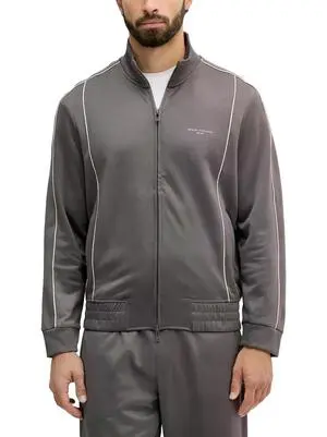 Armani Exchange Zip-up Sweatshirt With Contrast Piping - Grey