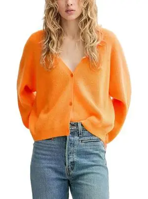 American Vintage V-neck Button Cardigan - Orange