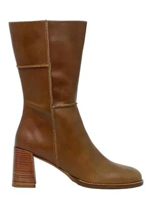 BILLI BI Square-toe Panelled Boots - Brown