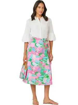 LILLY PULITZER Constance Reversible Midi Wrap Skirt - Multi Crazy Quilt