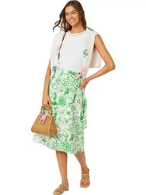 LILLY PULITZER Constance Reversible Midi Wrap Skirt - Putting Green Fleur De Lilly