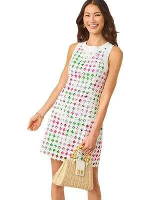 LILLY PULITZER Lydon Lace Shift Dress - Cherry Blossom Pink Chicken Check