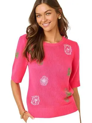 Lilly Pulitzer® Orton Embroidered Sweater - Cherry Blossom Pink Fleur Embroidery
