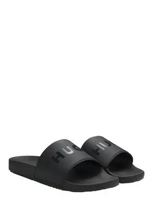Hugo Italian-made Slides With Logo - Black