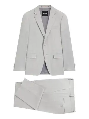 BOSS Two-piece Slim-fit Suit In Micro-patterned Cloth - Light Grey