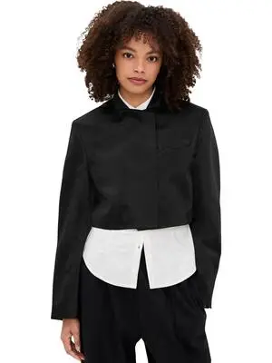Helmut Lang Cropped Satin Blazer - Black