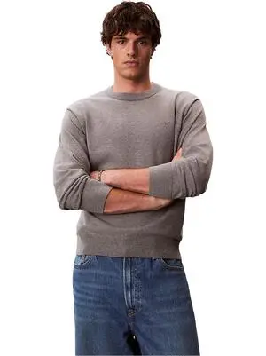 Calvin Klein Relaxed Fit Cotton Sweater - Med. Grey Htr