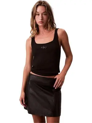 Calvin Klein Monologo Rib Tank Top - Black