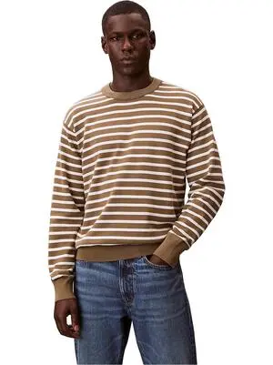 Calvin Klein Cotton Striped Relaxed Sweater - Capers