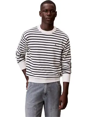 Calvin Klein Cotton Striped Relaxed Sweater - Tofu