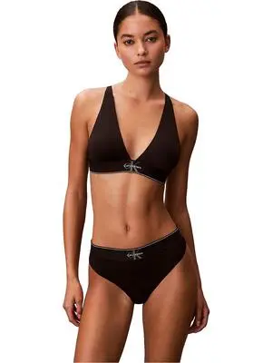 Calvin Klein Graphic Monogram Microfiber Stretch Lightly Lined Triangle Bralette - Black