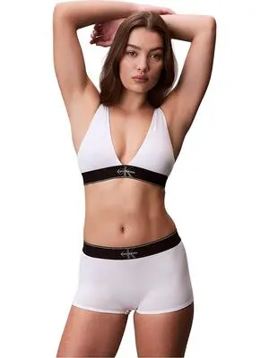 Calvin Klein Graphic Monogram Microfiber Stretch Lightly Lined Triangle Bralette - White
