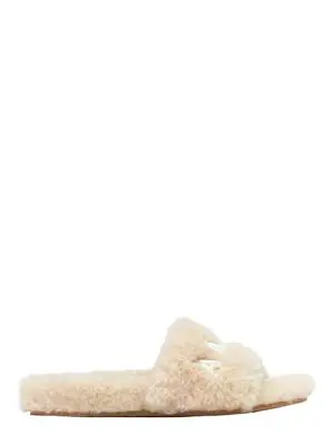 Amiri Shearling Logo-embroidered Slippers - Neutrals