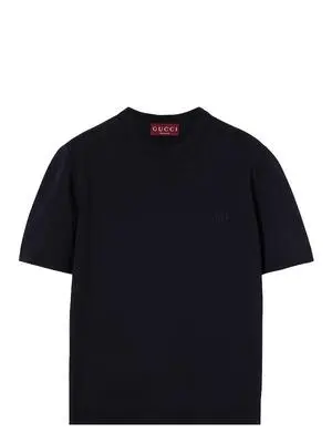 Gucci Silk Cotton T-shirt With Embroidery - Blue
