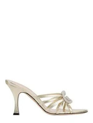 Gucci Slide Sandal With Crystal Interlocking G - Silver