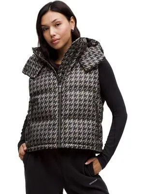 Lululemon Wunder Puff Cropped Vest - Horizon Houndstooth Brown Multi