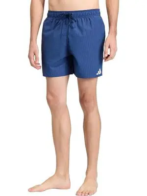 Adidas Seersucker Striped Swim Shorts - Dusky Petrol / Dark Blue