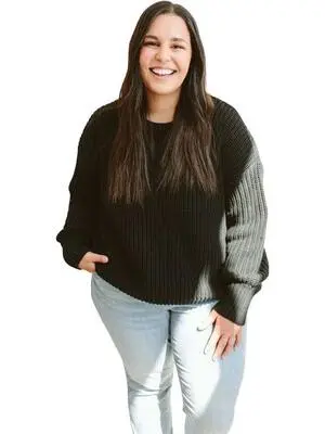 GOUMIKIDS Organic Cotton Chunky Knit Sweater - Shadow