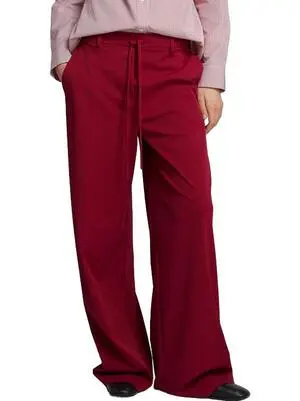 MM BY MAX MARA Agoraio Tie-waist Wide-leg Pants - Dark Red