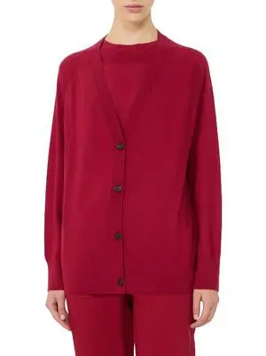 MM BY MAX MARA Clarino Wool & Cashmere Cardigan - Dark Red