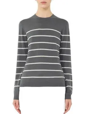 MM BY MAX MARA Pensile Striped Crewneck Sweater - Dark Grey