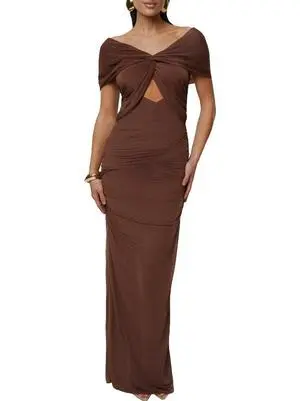 JLUXLABEL Off-the-shoulder Cutout Dress - Brown