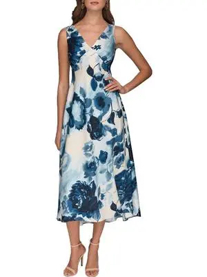 Donna Karan New York Floral Empire Waist A-line Dress - Nightfall Multi