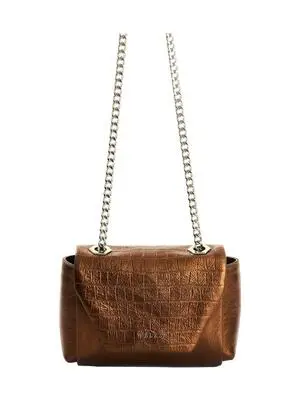 VELEZ Mini Lili Croc-embossed Leather Crossbody Bag - Bronze