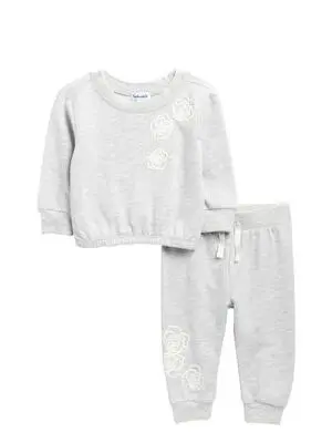Splendid Embroidered Sweatshirt & Sweatpants Set - Light Heather Grey