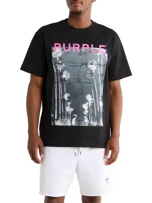 PURPLE BRAND Palms Cotton Graphic T-shirt - Black
