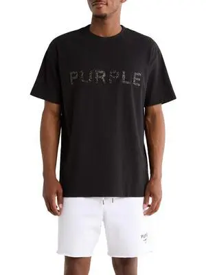 PURPLE BRAND Embellished Cotton Graphic T-shirt - Black