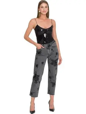 Generation Love Bella Sequin-embellished Straight Leg Jeans - Black/ Grey