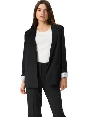 SOAKED IN LUXURY Regular Fit Notch Lapel Blazer - Black
