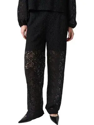 SOAKED IN LUXURY Slhenni Elastic Waist Wide Leg Trousers - Black