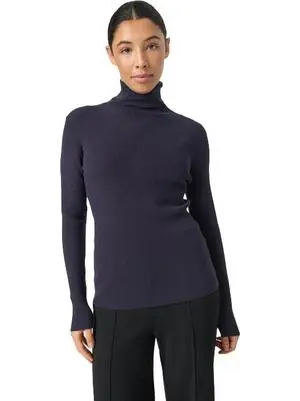 SOAKED IN LUXURY Slim-fit Rollneck Pullover - Night Sky