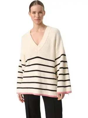 SOAKED IN LUXURY Slmusling V-neck Pullover - Whisper White
