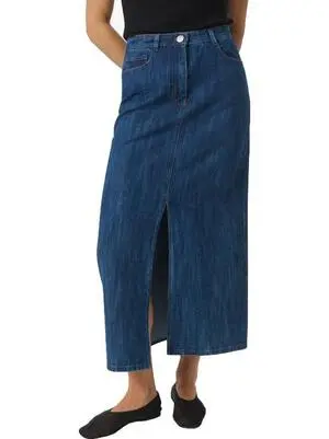 SOAKED IN LUXURY Slzianna Maxi Length Denim Skirt - Medium Blue Denim