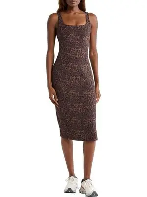 MPG Leopard Print Midi Dress - Caribou Leopard