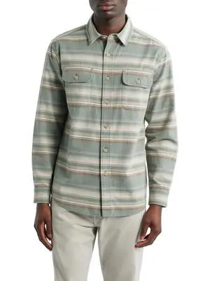 Pendleton Beach Shack Stripe Brushed Cotton Button-up Shirt - Teal Stripe