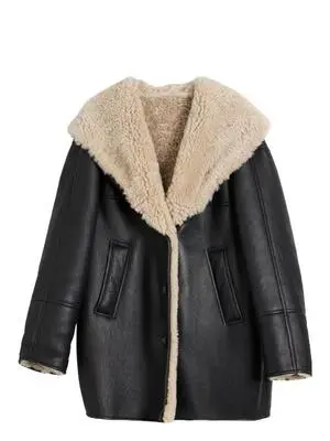 Alaïa Genuine Shearling Hooded Parka - Pannacotta/noir