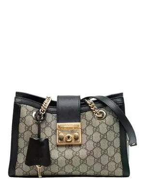Gucci Gg Supreme Padlock Tote Bag - Brown