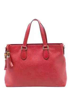 Gucci Leather Bamboo Tassel Satchel - Red