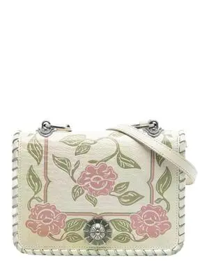 Miu Miu 2010 Goatskin Madras Floral Embossed Crossbody Bag - White