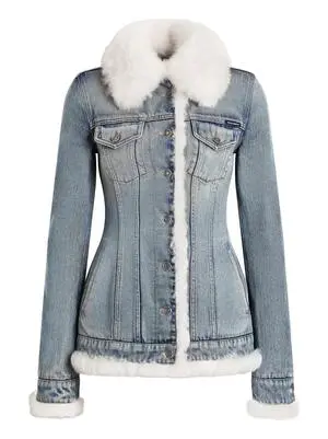 Dolce & Gabbana Denim Jacket With Fur Effect Details - Multicolor